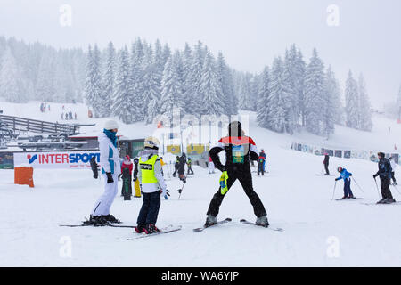 People skiing during the ski season in Navacerrada, on 20 January 2026 ...
