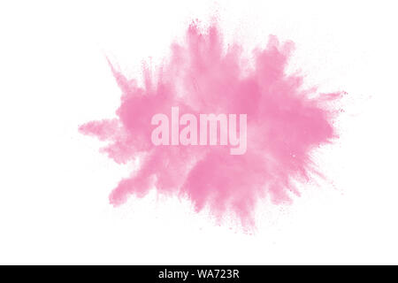 pink powder explosion isolated on white background Stock Photo - Alamy