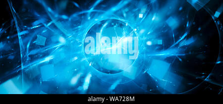 Blue glowing interstellar portal, computer generated abstract ...