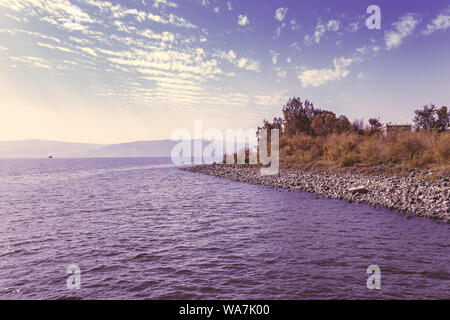 Sunrise, Tabgha at the Sea of Galilee, Gennesaret, Yam Kinneret, Lake ...