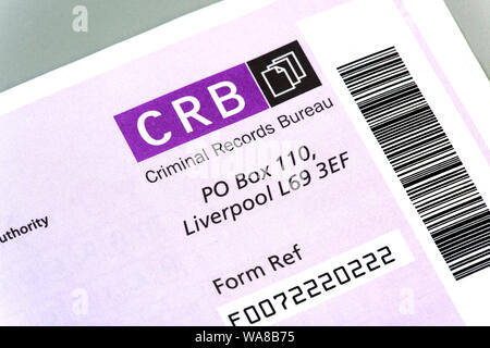 CRB Criminal Records Bureau application paperwork form and passport for ...