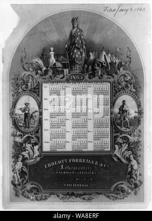 Calendar for 1863 Stock Photo - Alamy