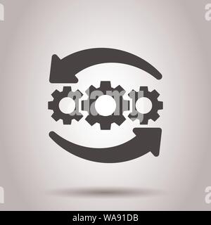 Operation project icon in flat style. Gear process vector illustration ...