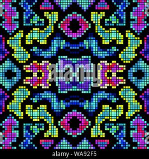 pixels colored geometric seamless pattern vector illustration Stock ...