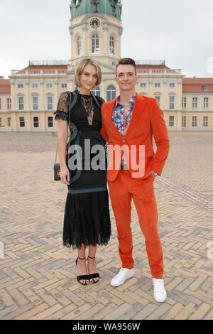 17 August 2019, Berlin: Maxim Sachraj and Victoria Jancke at the Press ...