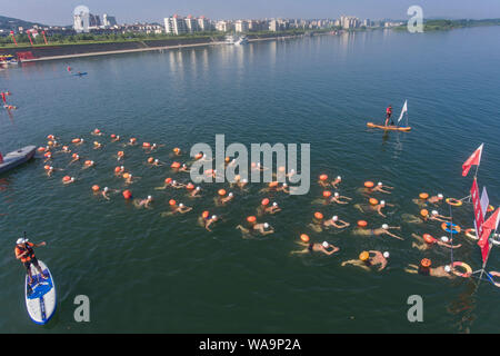 Yangtze river in Xiangyang, Hubei province, central China. 12th July ...