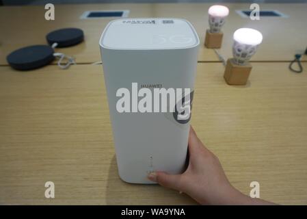 A Huawei 5G CPE Pro, the CPE (Customer Premise Equipment), is displayed ...