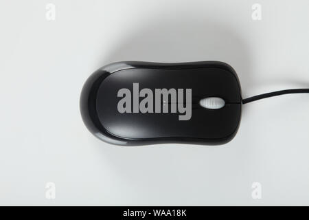 A high-angle shot of a PC and peripheral device with cooling in neon ...