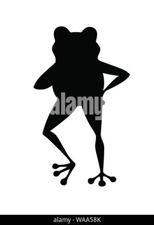 Cute smiling green frog standing on two legs cartoon animal design flat ...