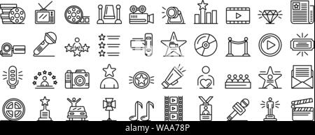 Celebrity famous icons set. Outline set of celebrity famous vector ...