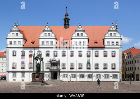 10 July 2019, Saxony-Anhalt, Wittenberg: The Belgian Queen Mathilde ...