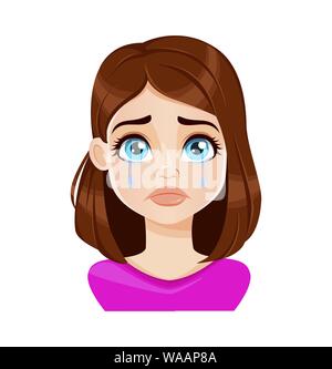 Sad emotional face in purple with teardrop 02 Stock Vector Image & Art ...