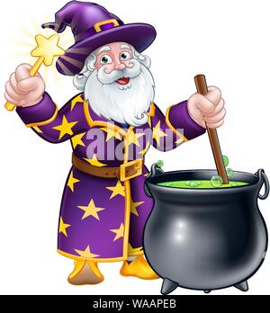 Wizard Cartoon Character and Cauldron Stock Vector Image & Art - Alamy