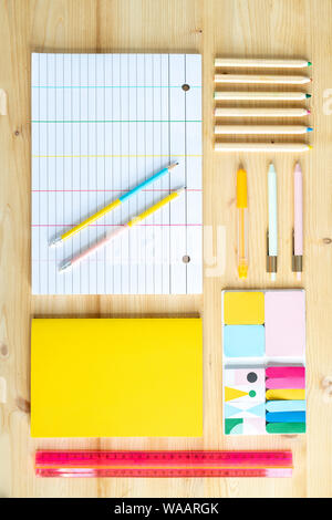 lined paper, pencil and ruler Stock Photo - Alamy