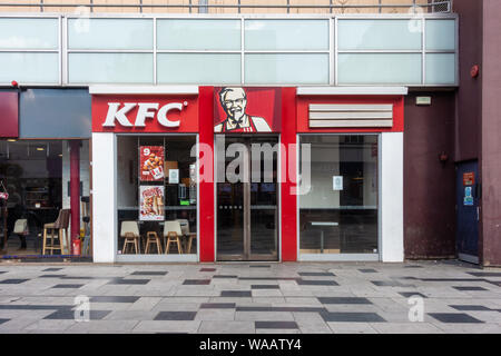 UK high street with KFC and Greggs the bakers fast food outlets Stock ...