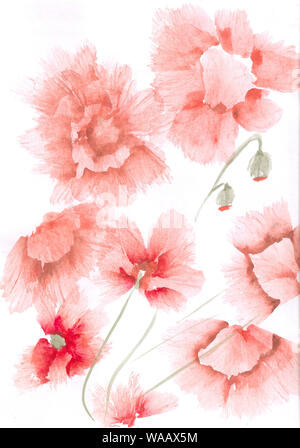 Red poppy field scene Stock Photo - Alamy