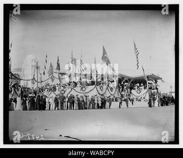 A historical photograph of the Columbus Day Memorial celebration at ...