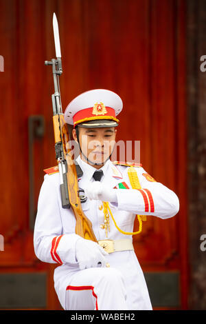 HANOI, VIETNAM, SEPTEMBER 19, 2018: Honor guard at the Ho Chi Minh ...