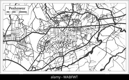 Peshawar Pakistan City Map in Retro Style. Outline Map. Vector ...