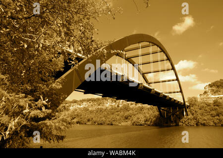 Pennybacker Bridge, also known as 360 bridge, over Lake Austin is is ...