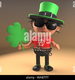 3d punk rocker cartoon character with spikey hair holding a screwdriver ...