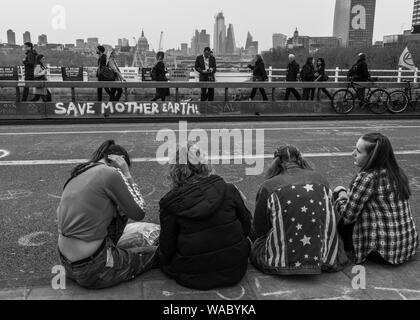 Save mother Earth protests in London streets in black in white Stock ...