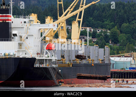 Loading logs on ship, Port Alberni, Vancouver Island, British Columbia ...
