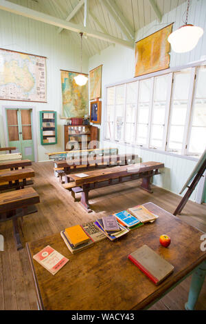 book, empty classroom, chair, blackboard with window for education ...