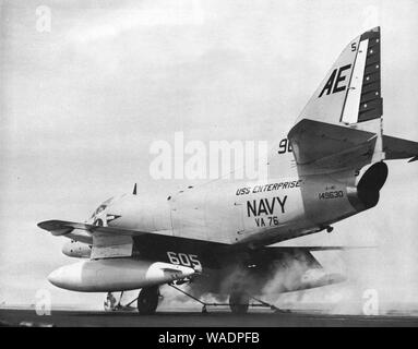 Douglas A-4C Skyhawk of VA-76 lands aboard the USS Enterprise (CVAN-65 ...