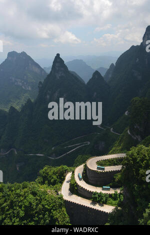 Aerial view of the famous Tongtian Avenue, otherwise known as "Bending ...