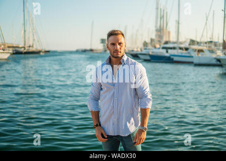 Young rich man at Yacht Club. Businessman is Relaxing Stock Photo - Alamy