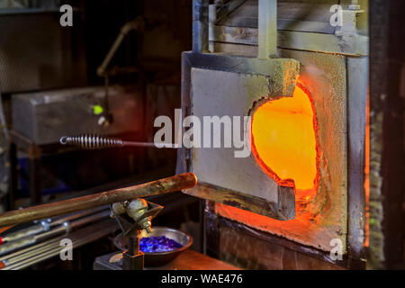 Glass blowing - a glass kiln furnace - glory hole - used in making ...
