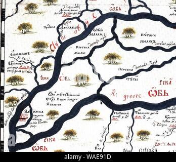 Drawing Book of Siberia 2 map (cropped Stock Photo - Alamy
