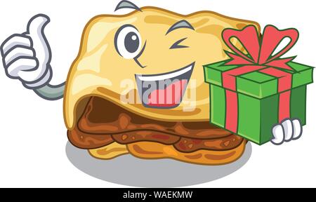With gift moussaka isolated with in the cartoon Stock Vector Image ...