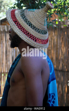 Men wearing hats and basotho blankets in rural Lesotho, Africa Stock Photo - Alamy