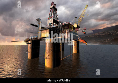 Oil Rig at sea during a storm Stock Photo - Alamy