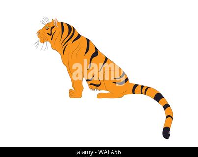 Tiger contour outline black color vector illustration flat style image ...