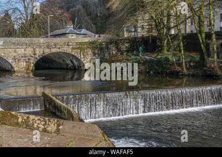 River Tavy Abbey Bridge Weir Tavistock Devon England Stock Photo - Alamy