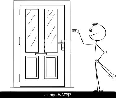 Person Ringing Bell, Vector Cartoon Stick Figure Illustration Stock ...