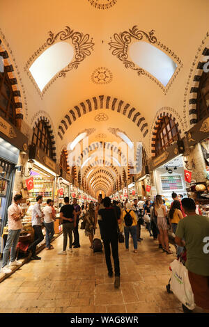 ISTANBUL, TURKEY - JULY 27, 2019: Sunset view of Golden Horn and Galata ...