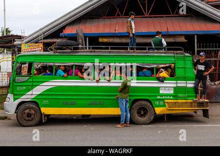 Filipino People Waiting For A Bus To Depart, Kalibo, Panay Island ...