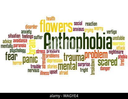 Anthophobia fear of flowers word cloud and hand with marker concept on ...