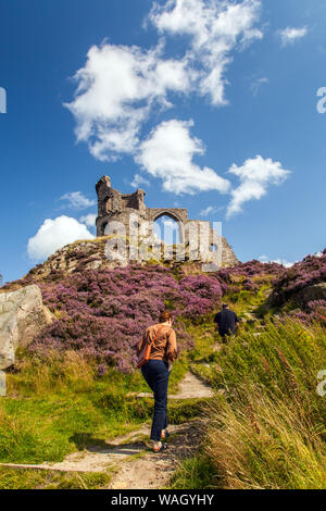 Mow Cop Castle, a folly on the Cheshire-Staffordshire border; landscape ...