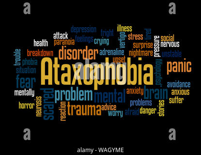 Ataxophobia fear of disorder or untidiness word hand sphere cloud ...
