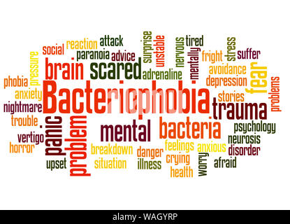 Bacteriophobia fear of bacteria word cloud concept on white background ...