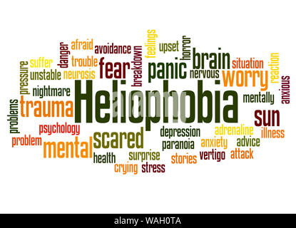Heliophobia fear of the sun cloud concept on white background Stock ...