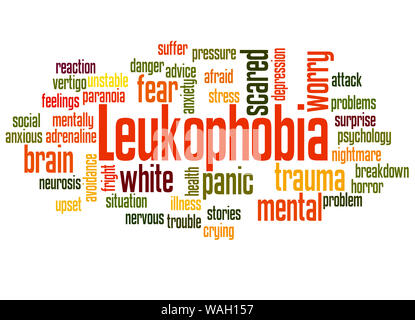Leukophobia fear of the color white word cloud concept on white ...