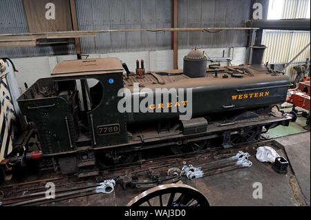 Ex-GWR pannier tank loco 1369 arriving at Buckfastleigh station on the ...