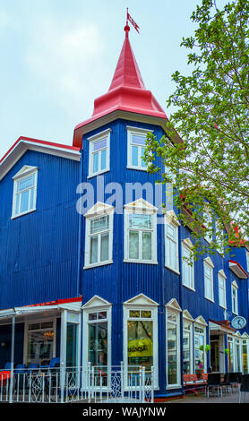Akureyri, Iceland - June 2, 2019: Traditional architecture in the old ...