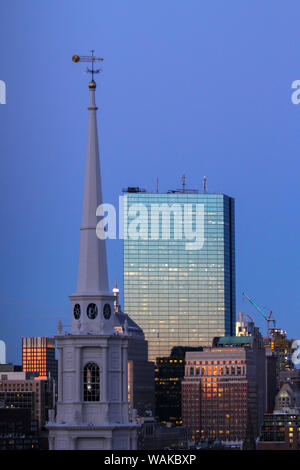 Boston downtown skyline in the morning with urban skyscrapers over sea ...